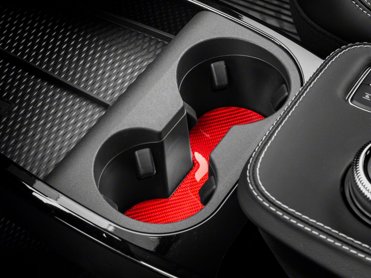 SpeedForm Mach-E Front Cup Holder Trim; Red Carbon Fiber ME5376 (21-25 ...