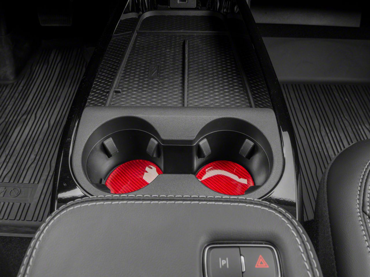 SpeedForm Mach-E Front Cup Holder Trim; Red Carbon Fiber ME5376 (21-25 ...