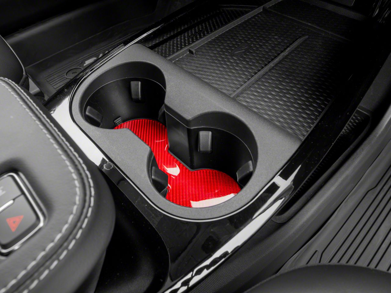SpeedForm Mach-E Front Cup Holder Trim; Red Carbon Fiber ME5376 (21-25 ...