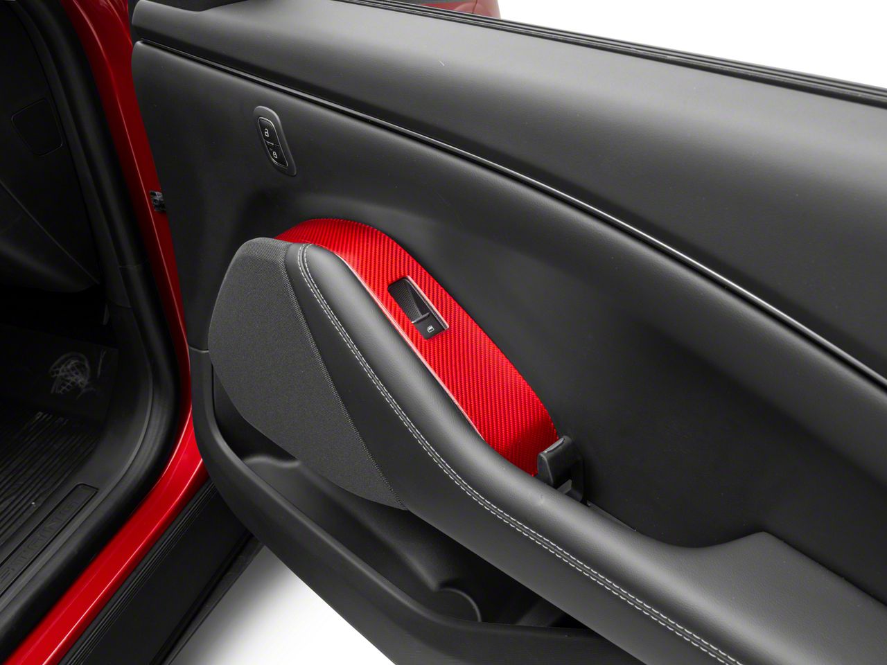 SpeedForm Mach-E Window Switch Trim; Red Carbon Fiber ME5403 (21-25 ...