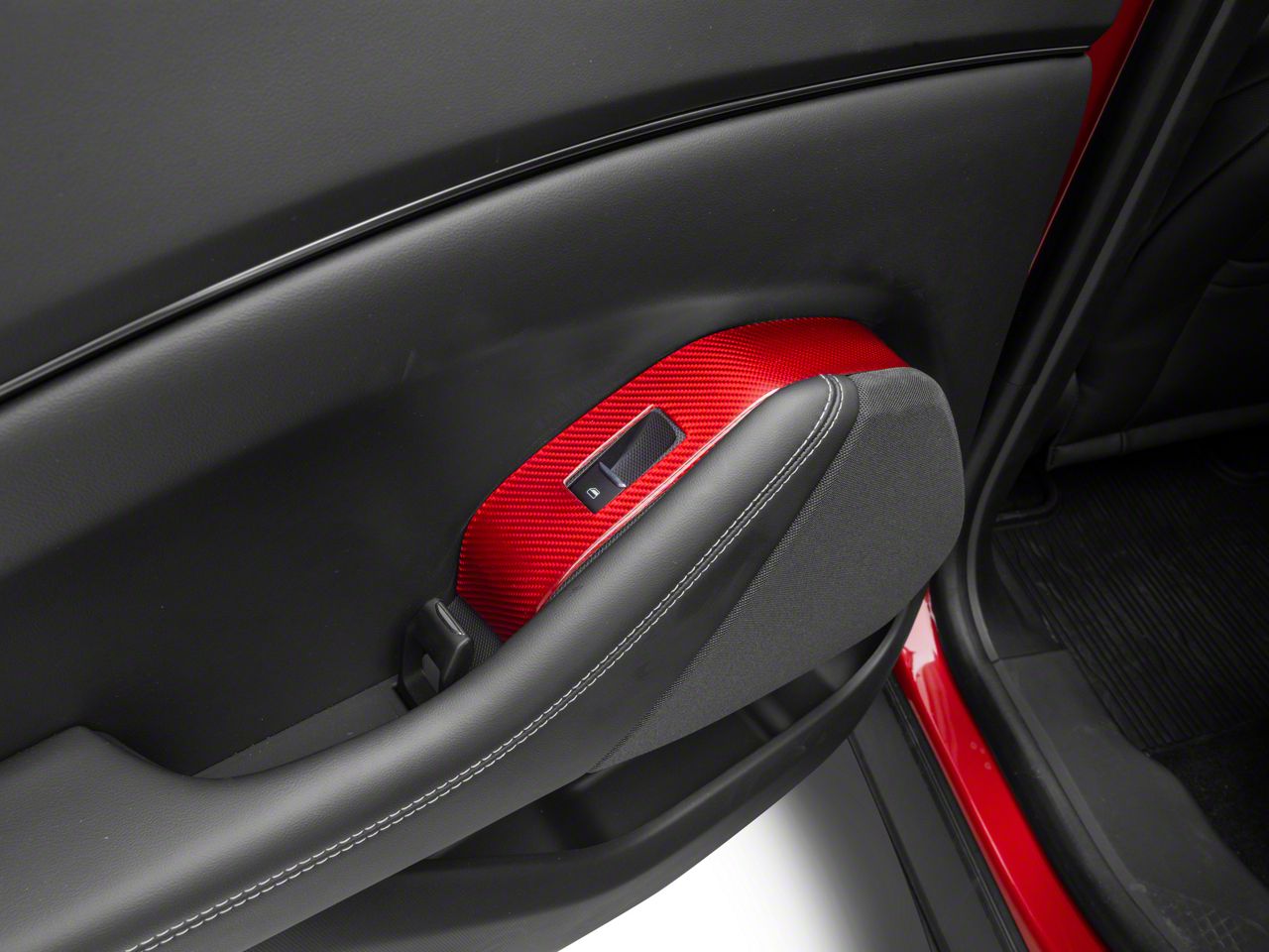 SpeedForm Mach-E Window Switch Trim; Red Carbon Fiber ME5403 (21-25 ...
