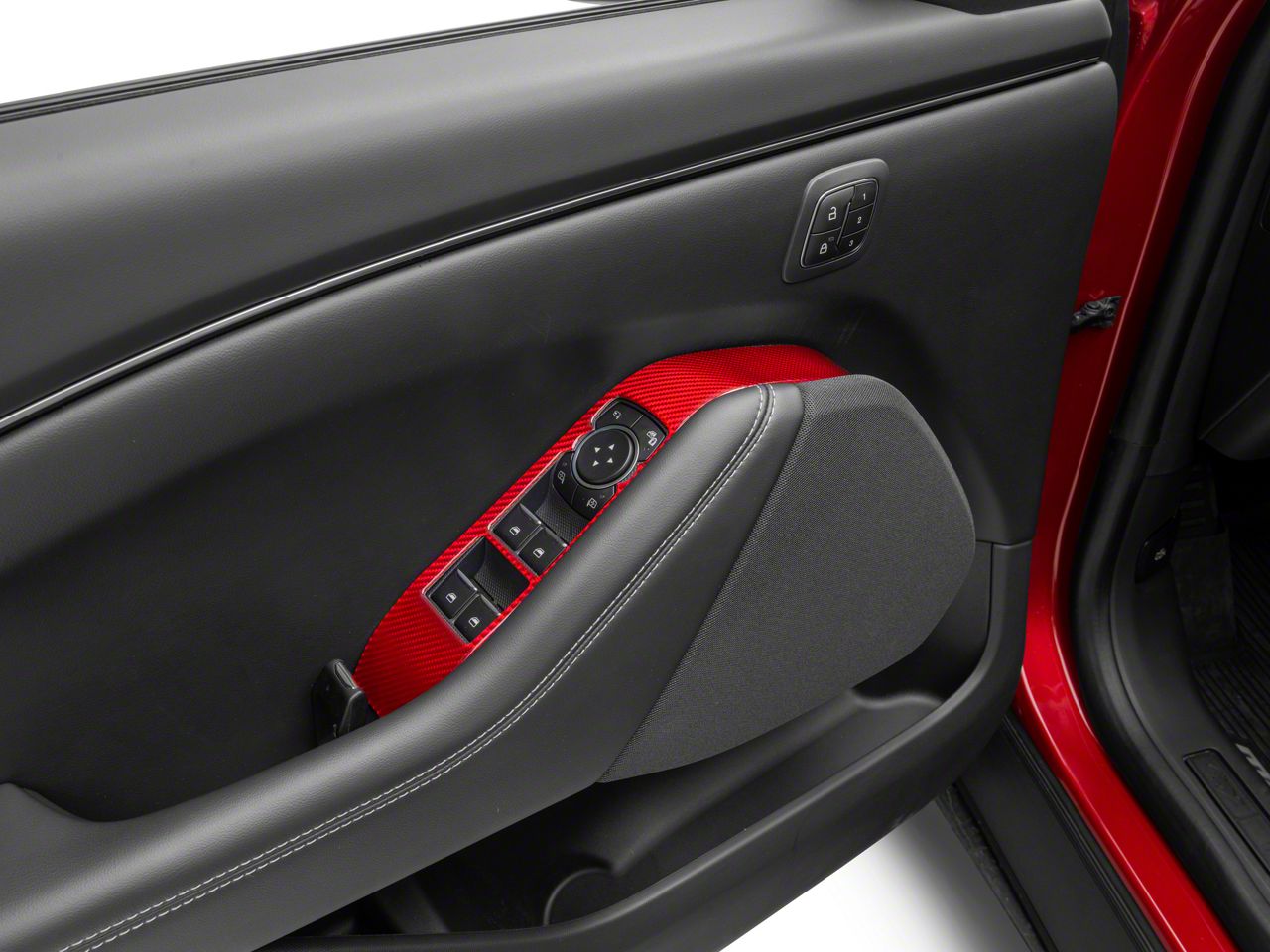 SpeedForm Mach-E Window Switch Trim; Red Carbon Fiber ME5403 (21-25 ...