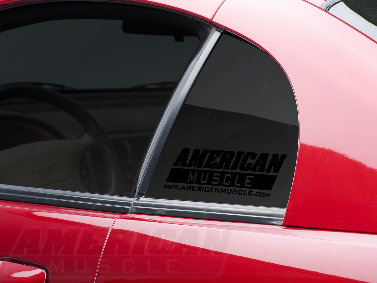 SEC10 Mustang AmericanMuscle Quarter Window Decal; Gloss Black 434448 ...