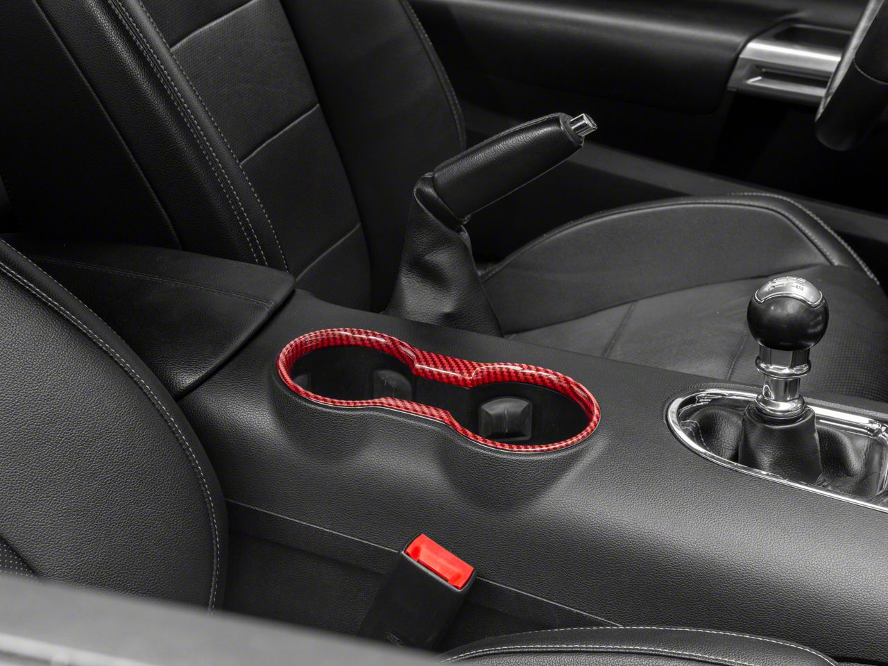 SpeedForm Mustang Center Console Cup Holder Trim; Red Carbon 425107 (15 ...
