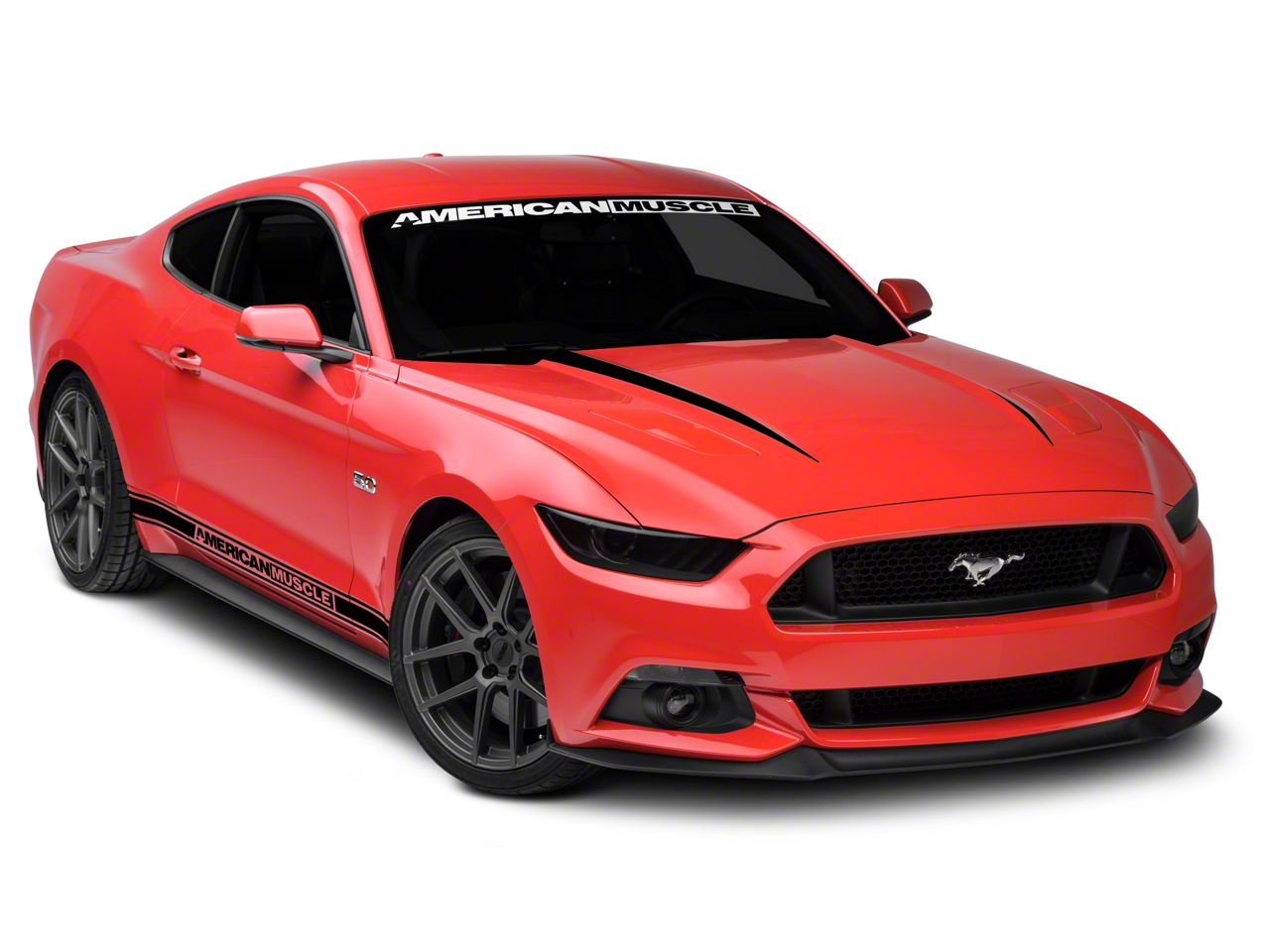 SEC10 Mustang Hood Accent Decal; Gloss Black 432179 (15-17 Mustang GT ...