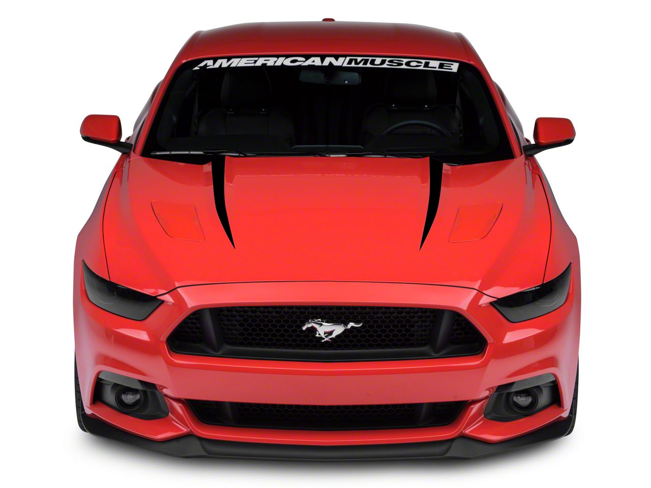SEC10 Mustang Hood Accent Decal; Gloss Black 432179 (15-17 Mustang GT ...