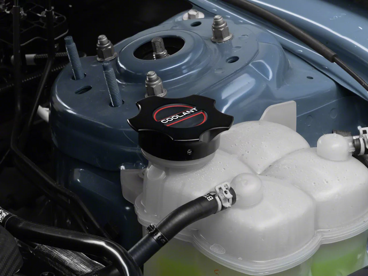 SpeedForm Mustang Modern Billet Radiator Cap Cover; Black 446099 (24-25 ...