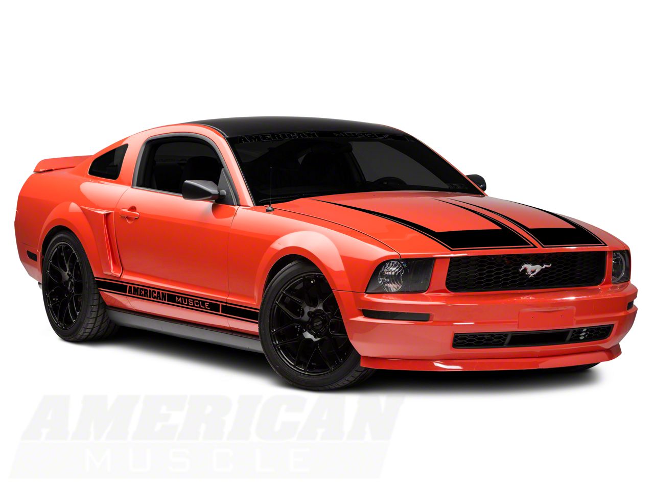 SEC10 Mustang Pinstriped Hood Decal; Gloss Black 433784 (05-09 Mustang ...