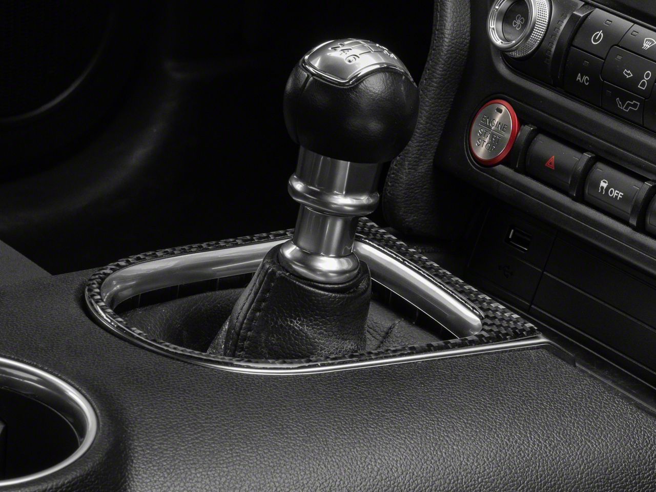 SpeedForm Mustang Shifter Accent Trim; Domed Carbon Fiber 425575 (15-23 ...