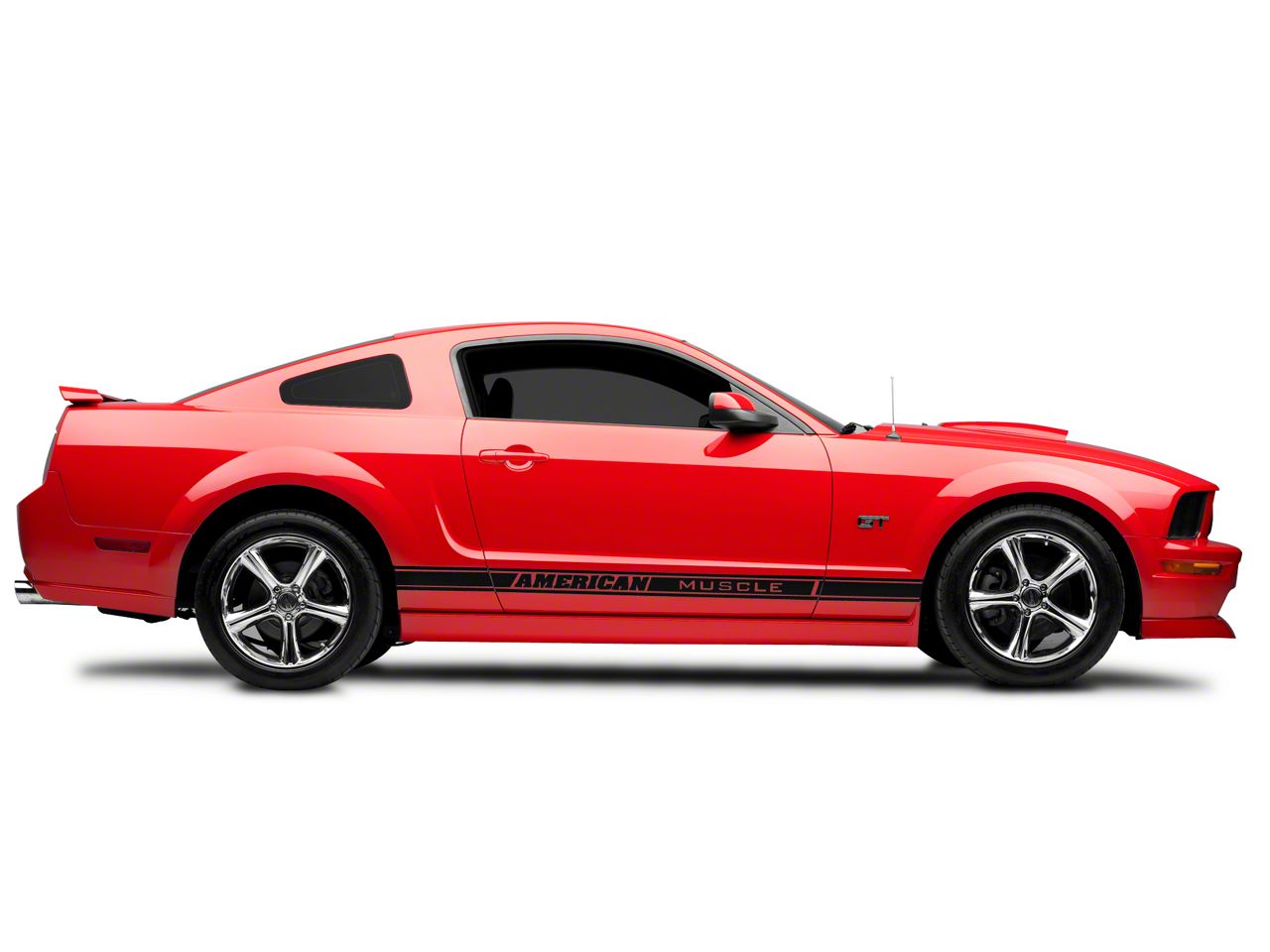 SEC10 Mustang Rocker Stripes with AmericanMuscle Logo; Gloss Black 432192 (79-23 Mustang) - Free ...