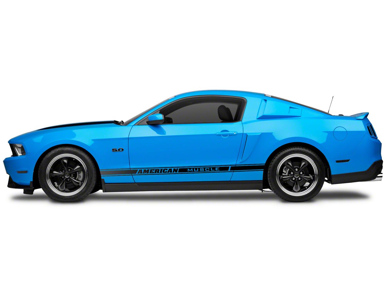 SEC10 Mustang Rocker Stripes with AmericanMuscle Logo; Gloss Black 432192 (79-23 Mustang) - Free ...