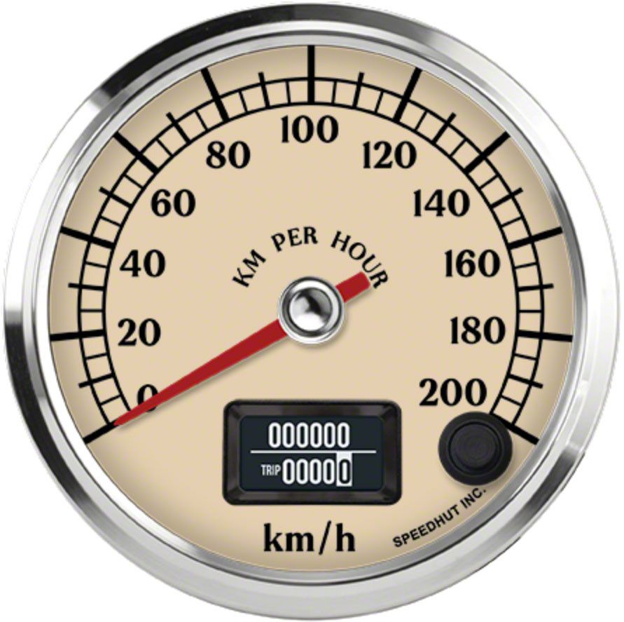 Speedhut Universal AM Antique Series 3-3/8-Inch GPS Speedometer; 200 KM ...