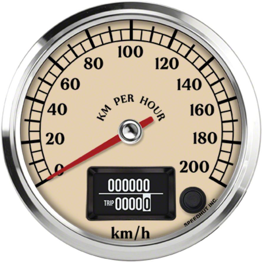 Speedhut Universal AM Antique Series 4-Inch GPS Speedometer; 200 KM/H ...
