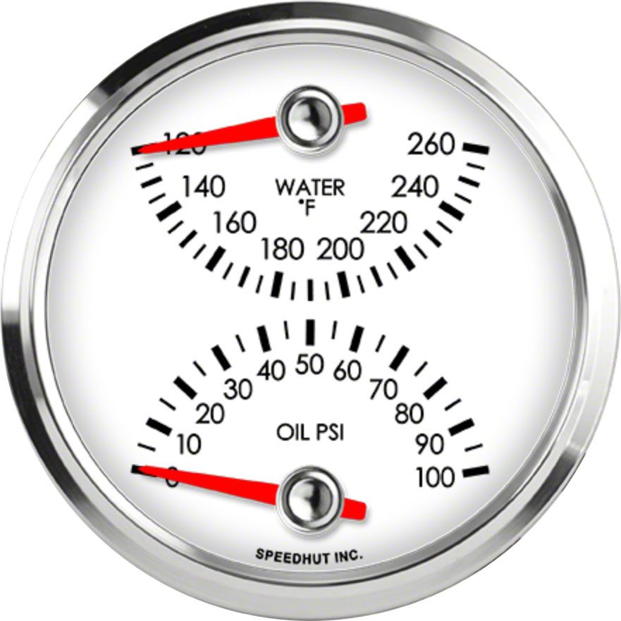 Speedhut Universal AM Legacy Series 3-3/8-Inch Dual Gauge ; Water ...