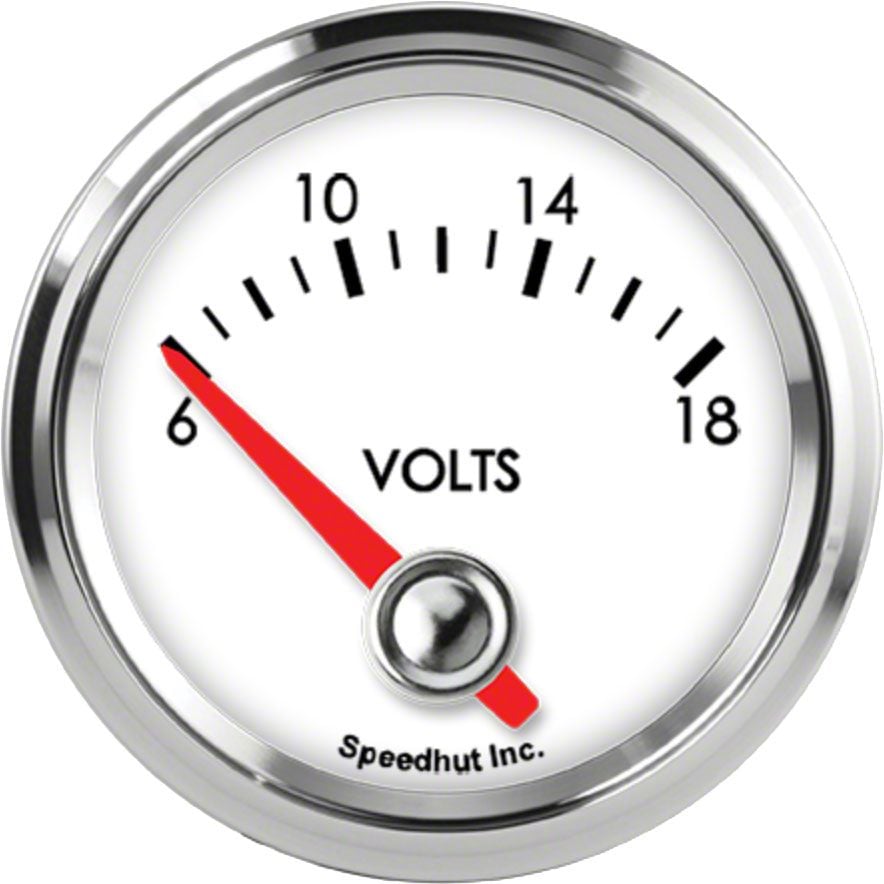 Speedhut Universal AM Legacy Series 2-1/16-Inch Volt Gauge; 90-Degree ...