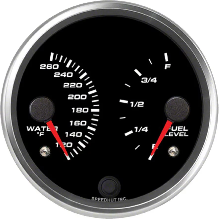 Speedhut Universal AM Revolution Series 4-Inch Dual Gauge; Fuel Level ...
