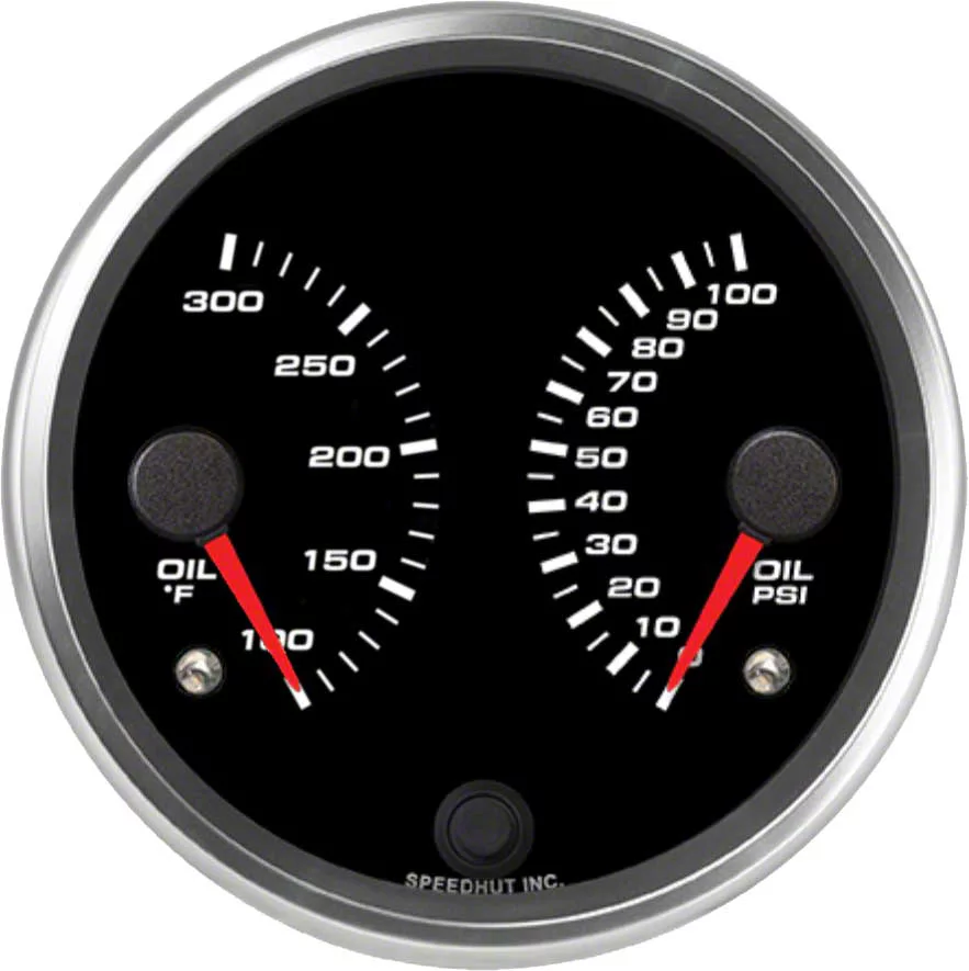 Speedhut Universal AM Revolution Series 4-Inch Dual Gauge; Oil Pressure ...