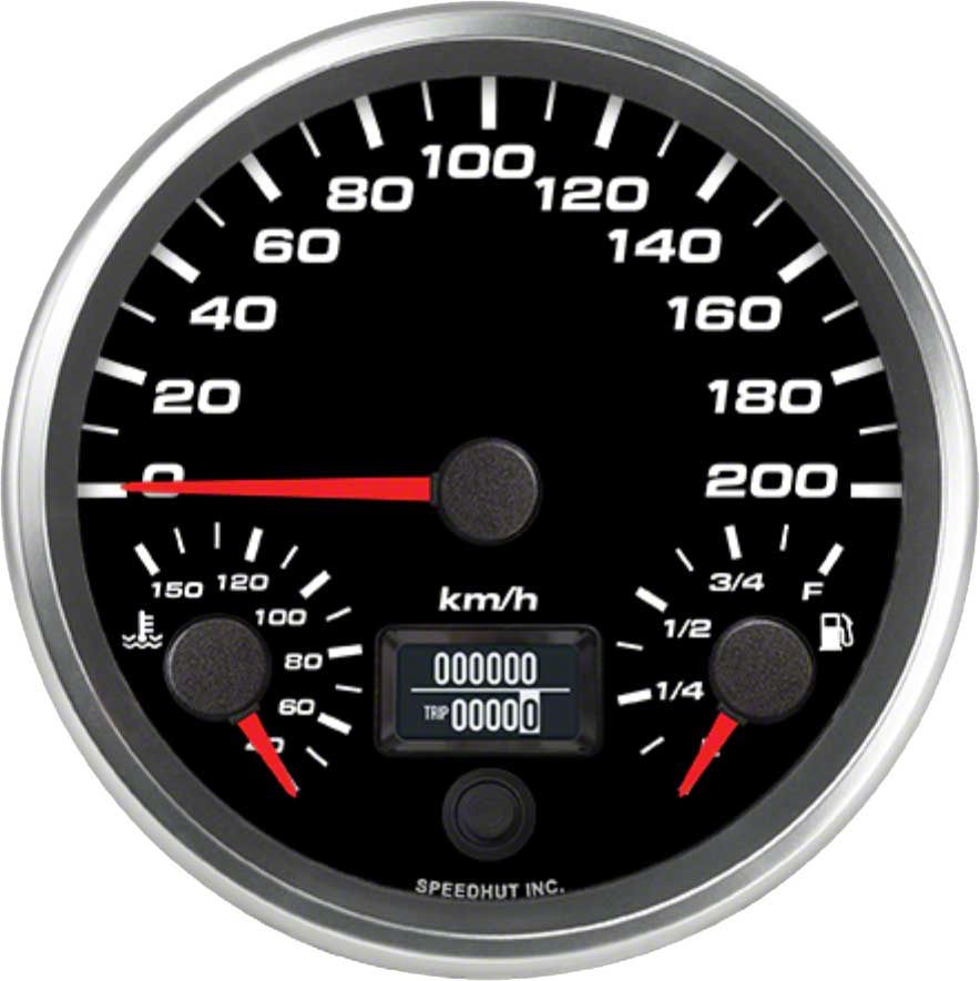 Speedhut Universal AM Revolution Series 4-1/2-Inch Triple Gauge; 200 KM ...