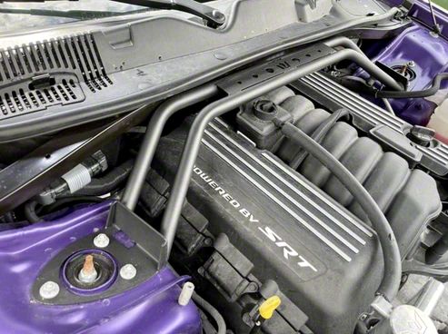 Challenger 2-Point Front Strut Brace; White (09-23 5.7L HEMI, 6.4L HEMI ...