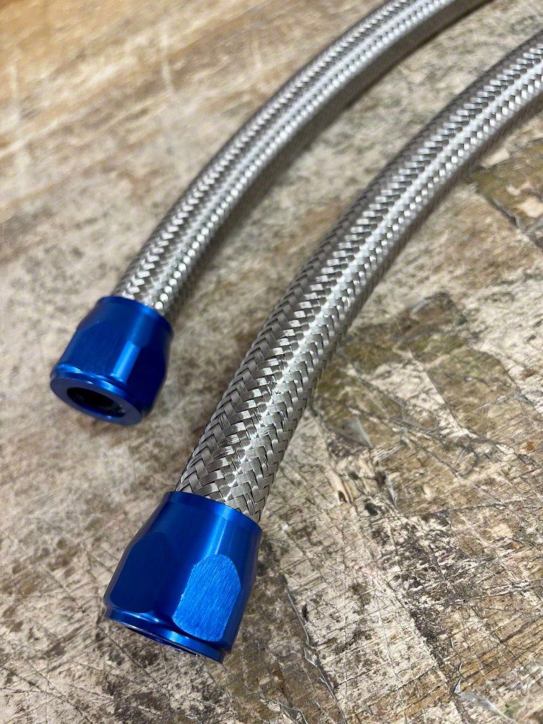 Challenger Black Nylon Braided Oil Catch Can Line Kit; Gold Fitting (09 ...