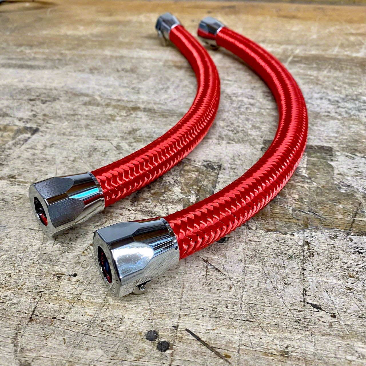 Charger Black Nylon Braided Oil Catch Can Line Kit; Red Fitting (06-23 ...