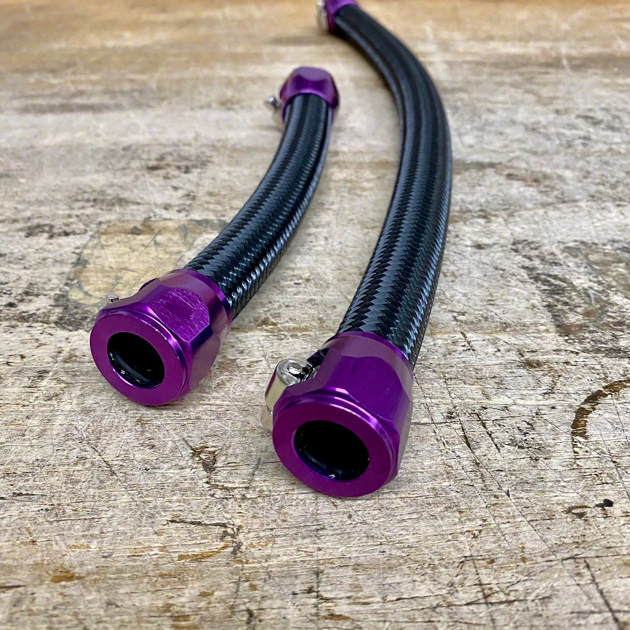 Charger Red Nylon Braided Oil Catch Can Line Kit; Gold Fitting (06-23 5 ...