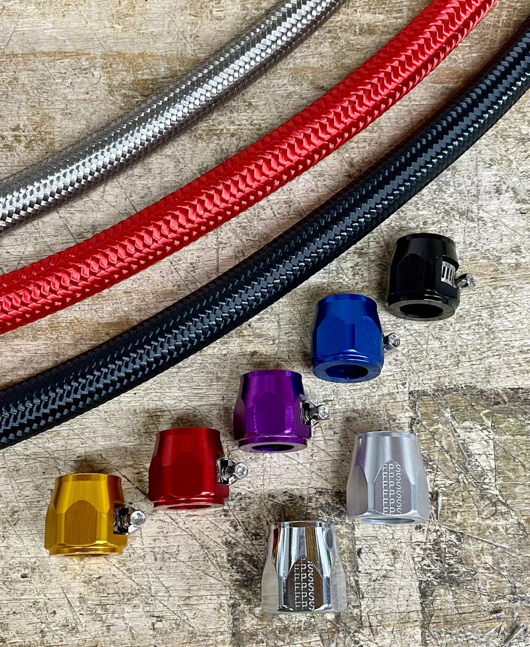 Charger Stainless Steel Braided Oil Catch Can Line Kit; Red Fitting (12 ...