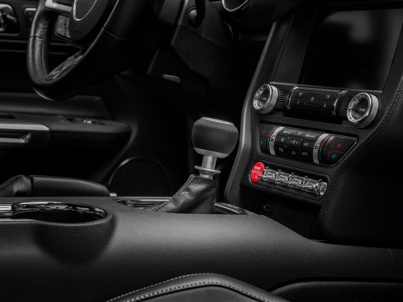 SR Performance Mustang Automatic Shifter Handle; Black Leather 414383 ...