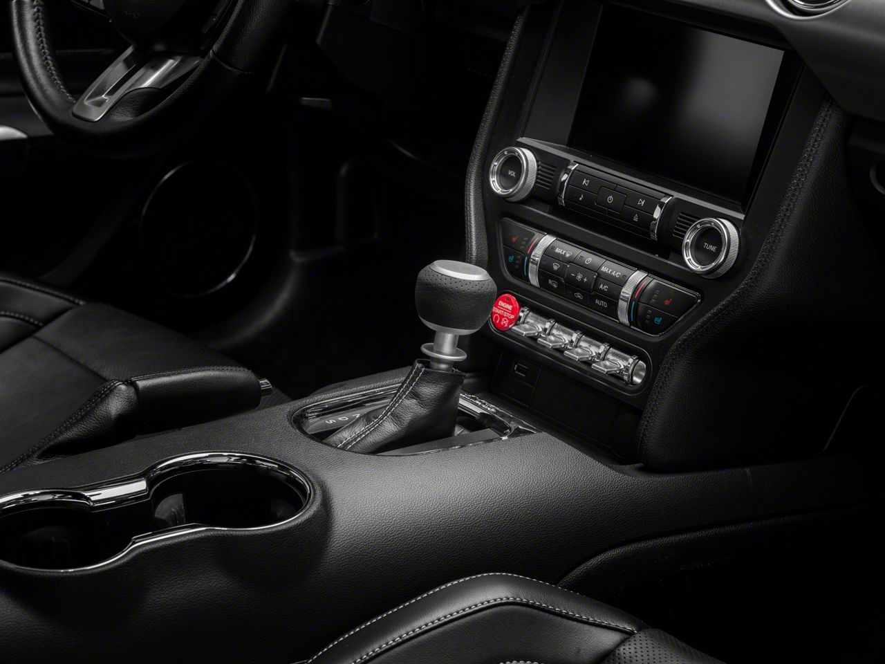 SR Performance Mustang Automatic Shifter Handle; Black Leather 414383 ...