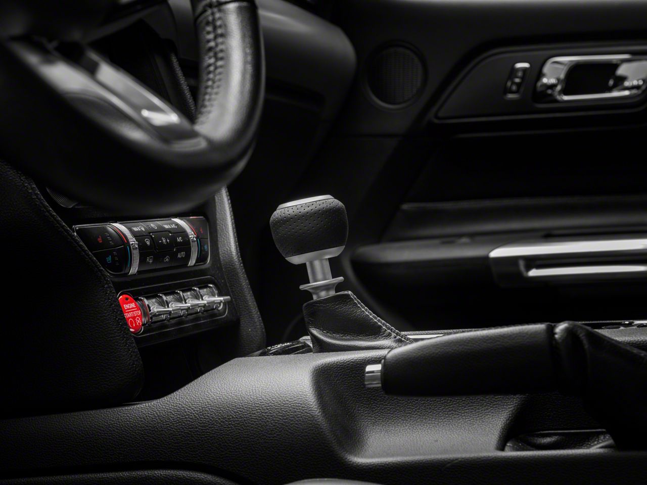 SR Performance Mustang Automatic Shifter Handle; Black Leather 414383 ...