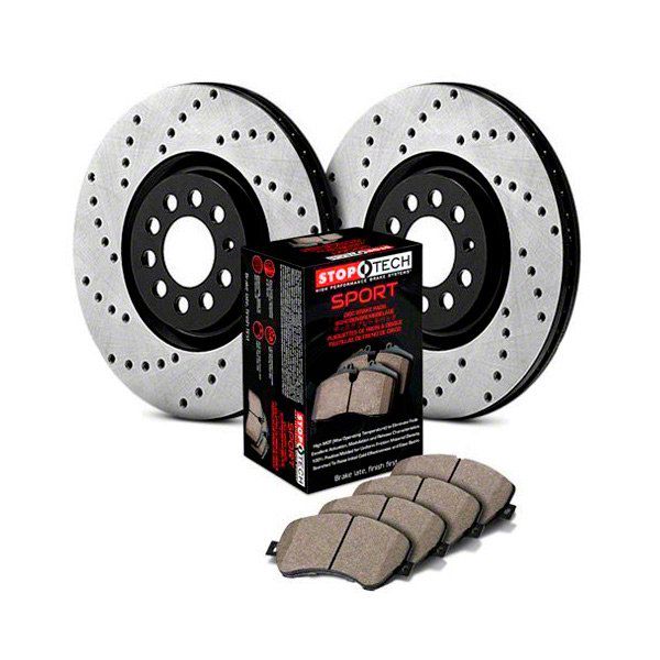StopTech Challenger Sport Axle Drilled Brake Rotor and Pad Kit; Front ...