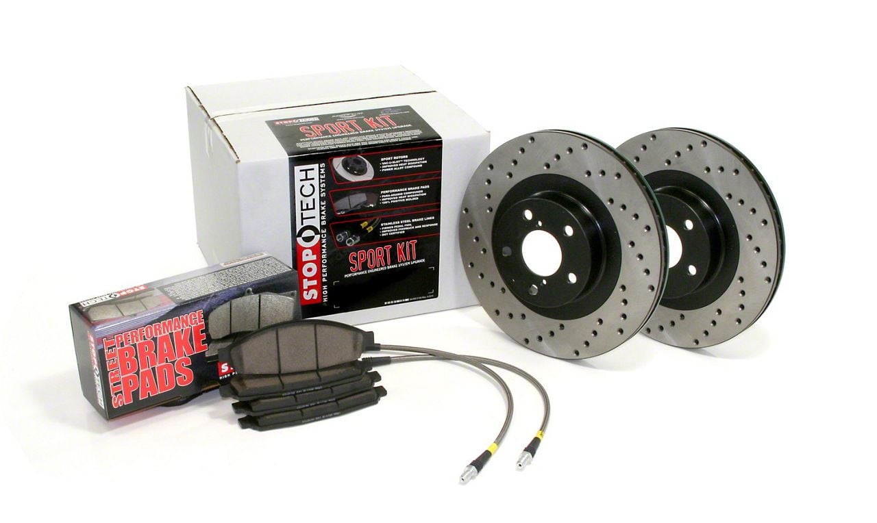 StopTech Challenger Sport Axle Drilled Brake Rotor and Pad Kit; Front ...