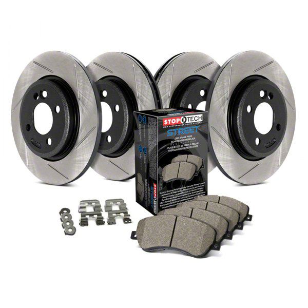 StopTech Challenger Street Axle Slotted Brake Rotor and Pad Kit; Front ...