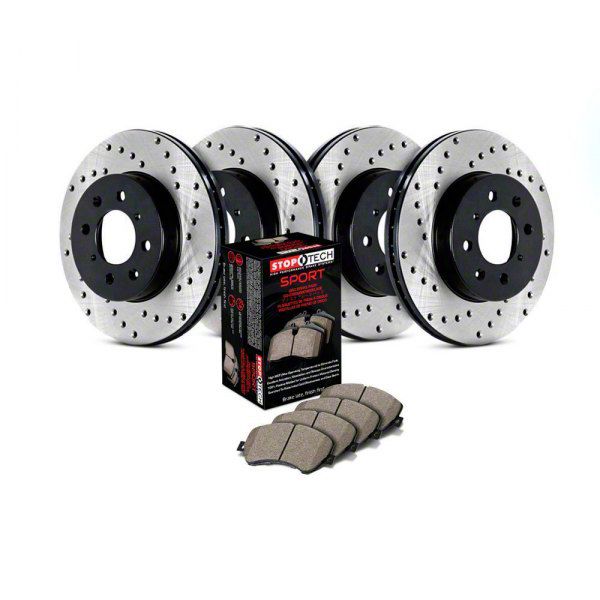 StopTech Charger Sport Axle Drilled Brake Rotor and Pad Kit; Front and ...