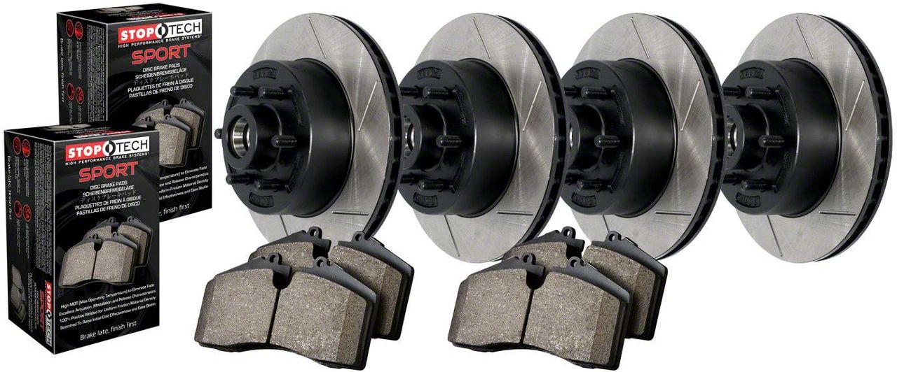 StopTech Charger Truck Axle Slotted Brake Rotor and Pad Kit; Front and ...