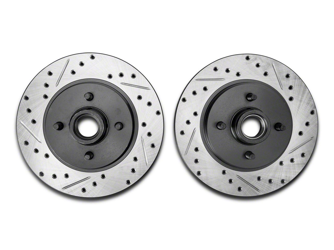 StopTech Mustang Sport Cross-Drilled and Slotted Rotors; Front Pair 127 ...