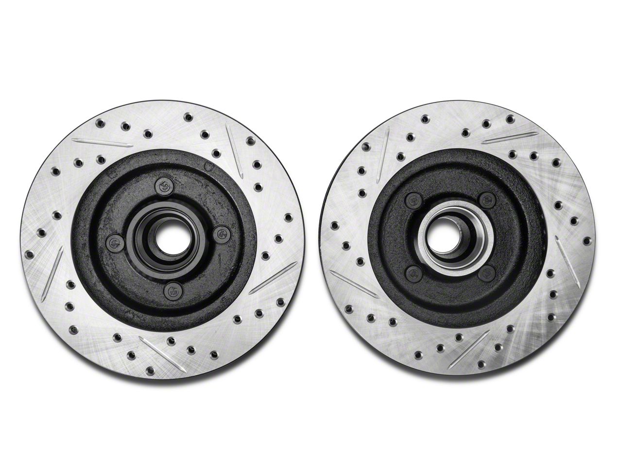 StopTech Mustang Sport Cross-Drilled and Slotted Rotors; Front Pair 127 ...