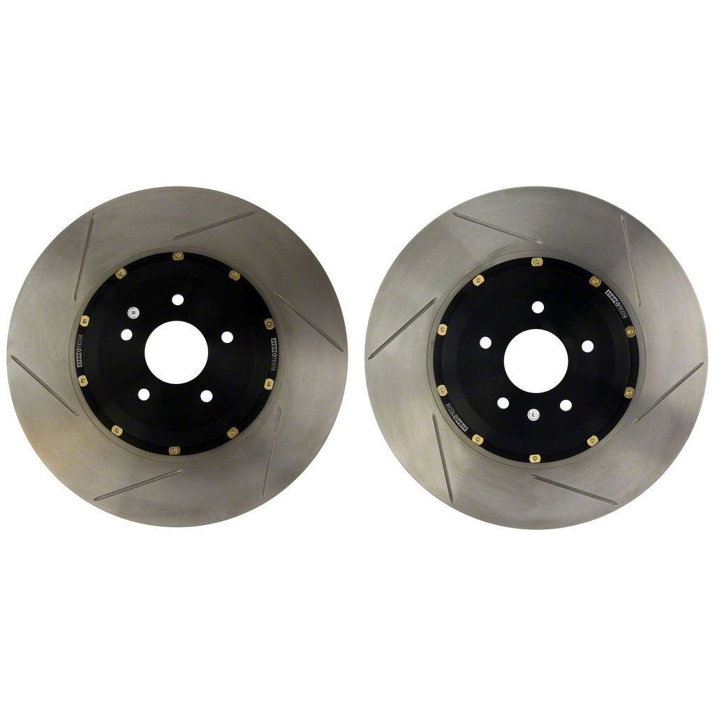 StopTech Mustang 2-Piece AeroRotor and Hat Slotted Rotors; Front Pair ...