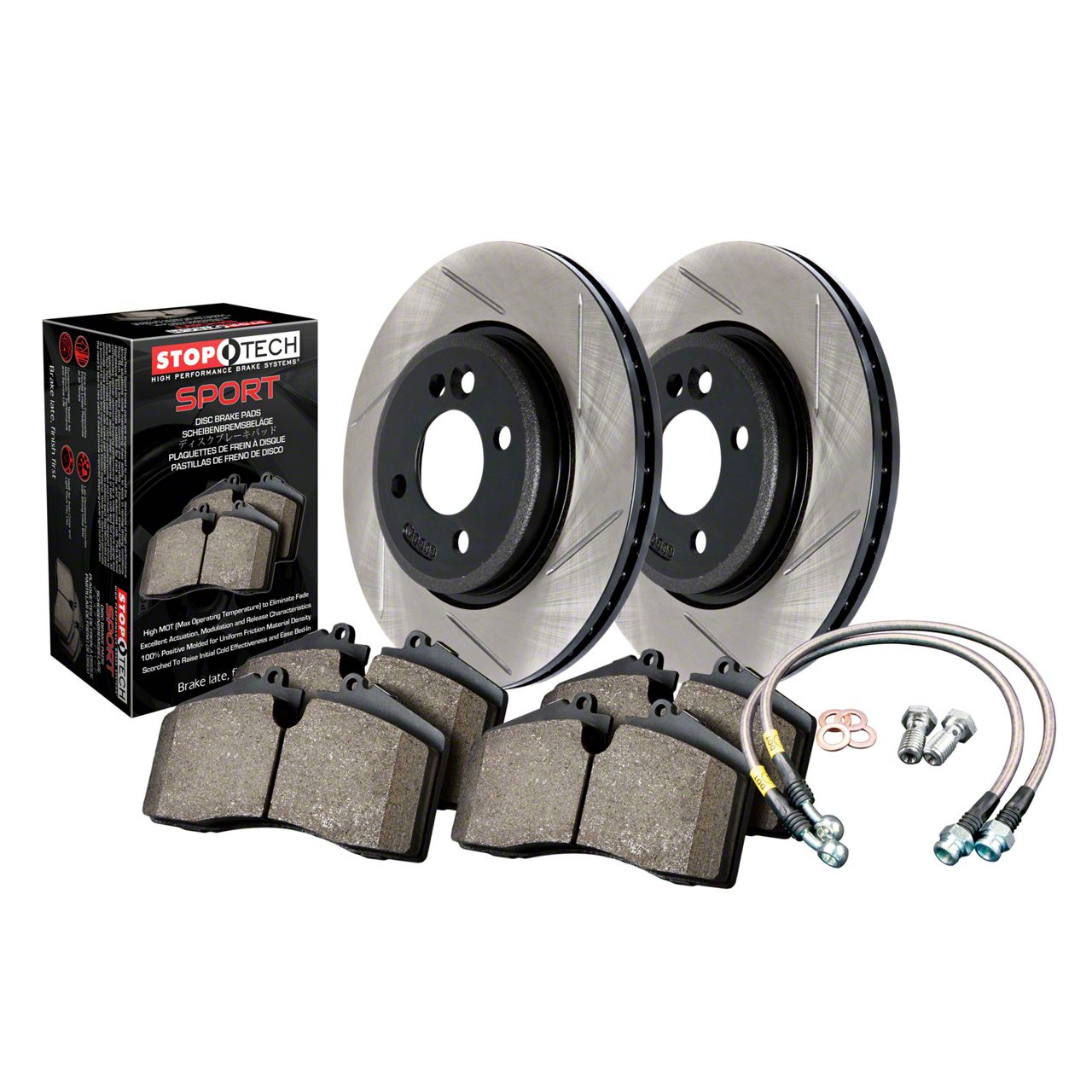 StopTech Mustang Sport Axle Slotted Brake Rotor and Pad Kit; Rear 977 ...