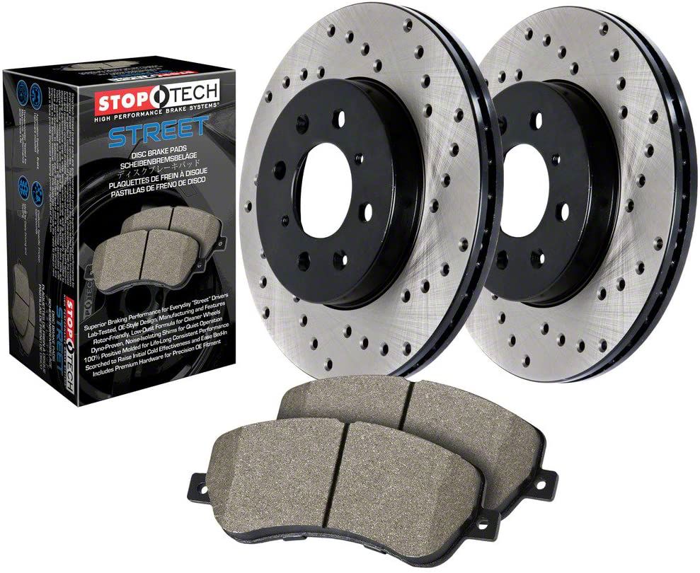 StopTech Mustang Street Axle Drilled Brake Rotor and Pad Kit; Front 939 ...