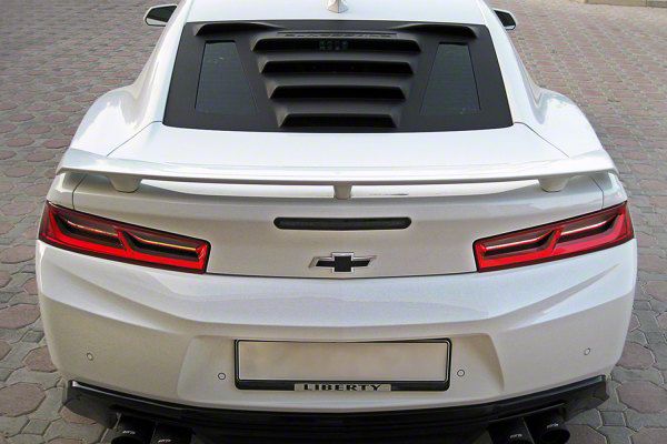 Camaro Tekno 1 Rear Window Louvers; Unpainted Black (16-24 Camaro Coupe ...