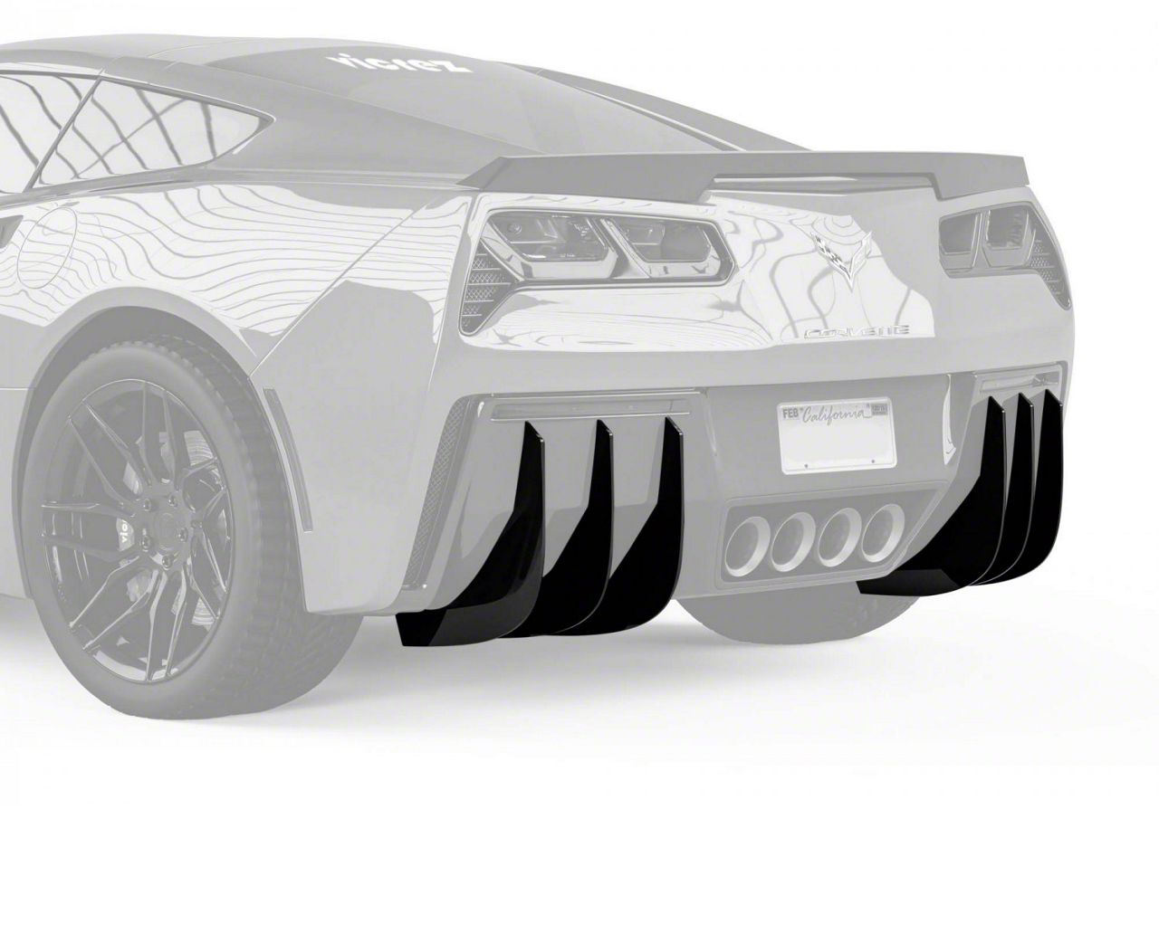 Corvette Genali Rear Diffuser Add-on Fins; Matte Black (14-19 Corvette ...
