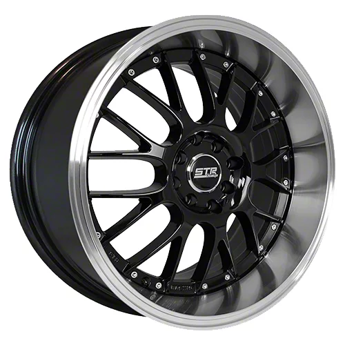 STR Racing Mustang STR514 Black Machined Lip Wheel; 18x8.5; 30mm Offset ...