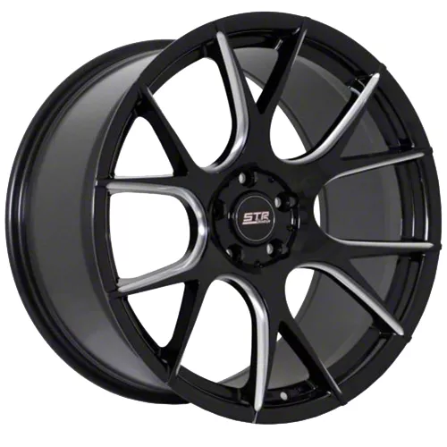 STR Racing Mustang STR905 Gloss Black Milled Wheel; 18x8.5; 30mm Offset ...
