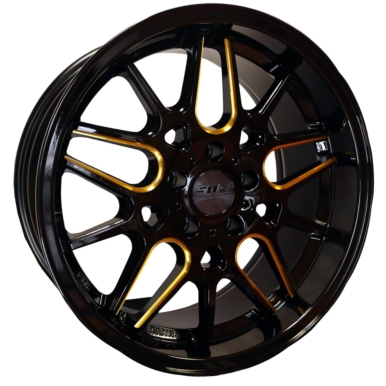 STR Racing Mustang STR911 Gloss Black Mill Gold Wheel; 18x8.5; 30mm ...