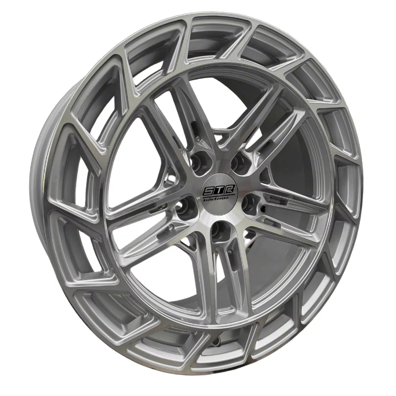 STR Racing Mustang STR915 Silver with Machine Face Wheel; 18x8.5; 30mm ...