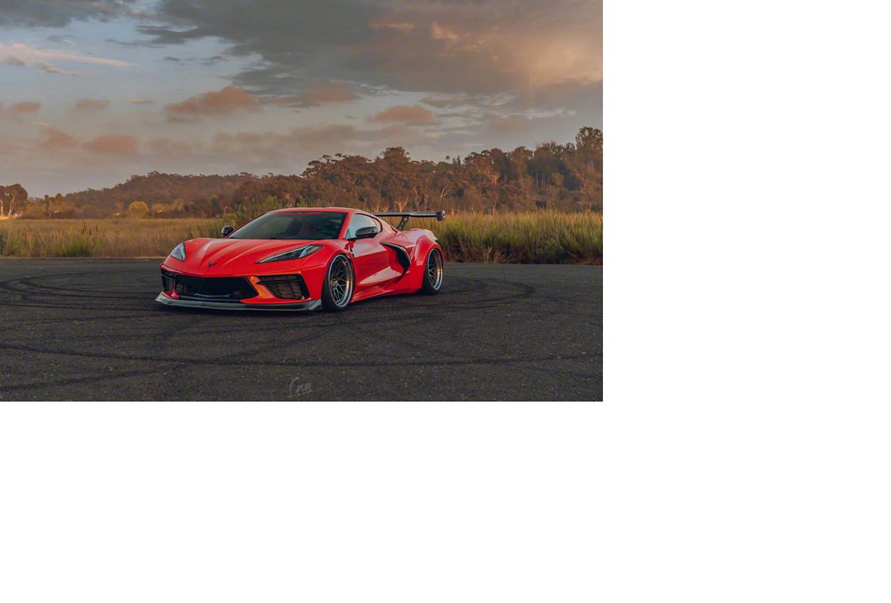 Streethunter Designs Corvette Wide Body Kit with Carbon Fiber Front Lip; Unpainted SHD-C8-WBCBN ...