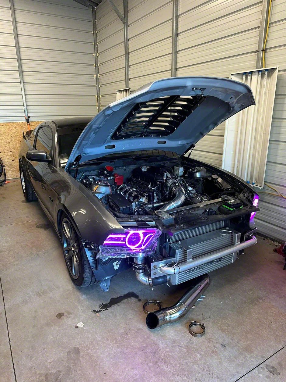 Mustang RGBW Dual Halo Headlights; Matte Black Housing; Clear Lens (10 ...