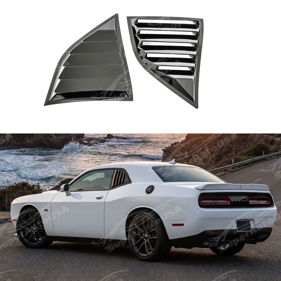 SuperAutoUSA Challenger Quarter Window Louvers; Gloss Black WF03-RWL-GB ...