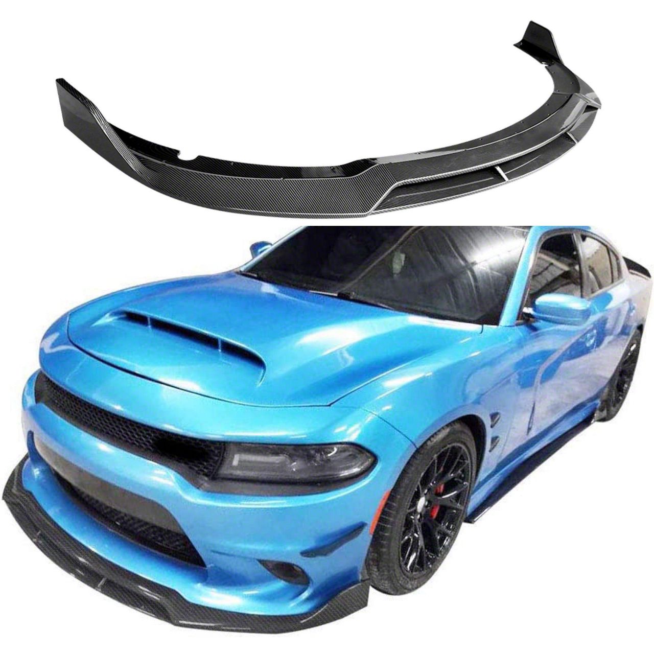 SuperAutoUSA Charger Front Lip Spoiler; Carbon Fiber Print WF03-Lip-CN ...